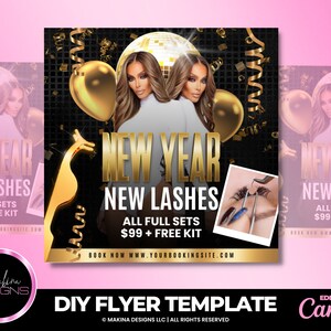 New Year Lashes Sale Flyer, New Year Lashes Booking, Lash Extensions ...