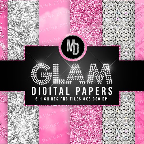 GLAM DIGITAL PAPER Glam Textures Glitter Textures Teal - Etsy