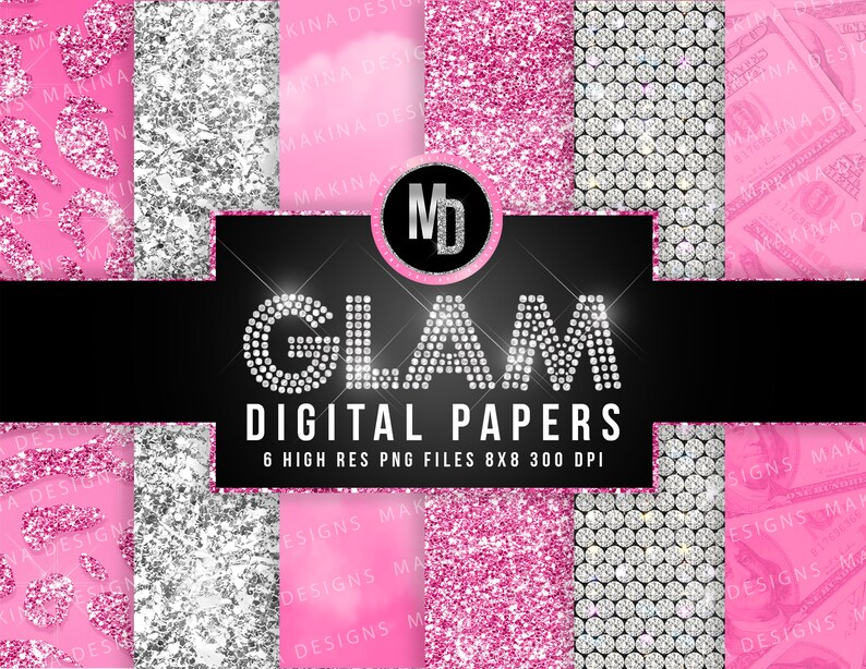 GLAM DIGITAL PAPER Glam Textures Glitter Textures Diamond - Etsy