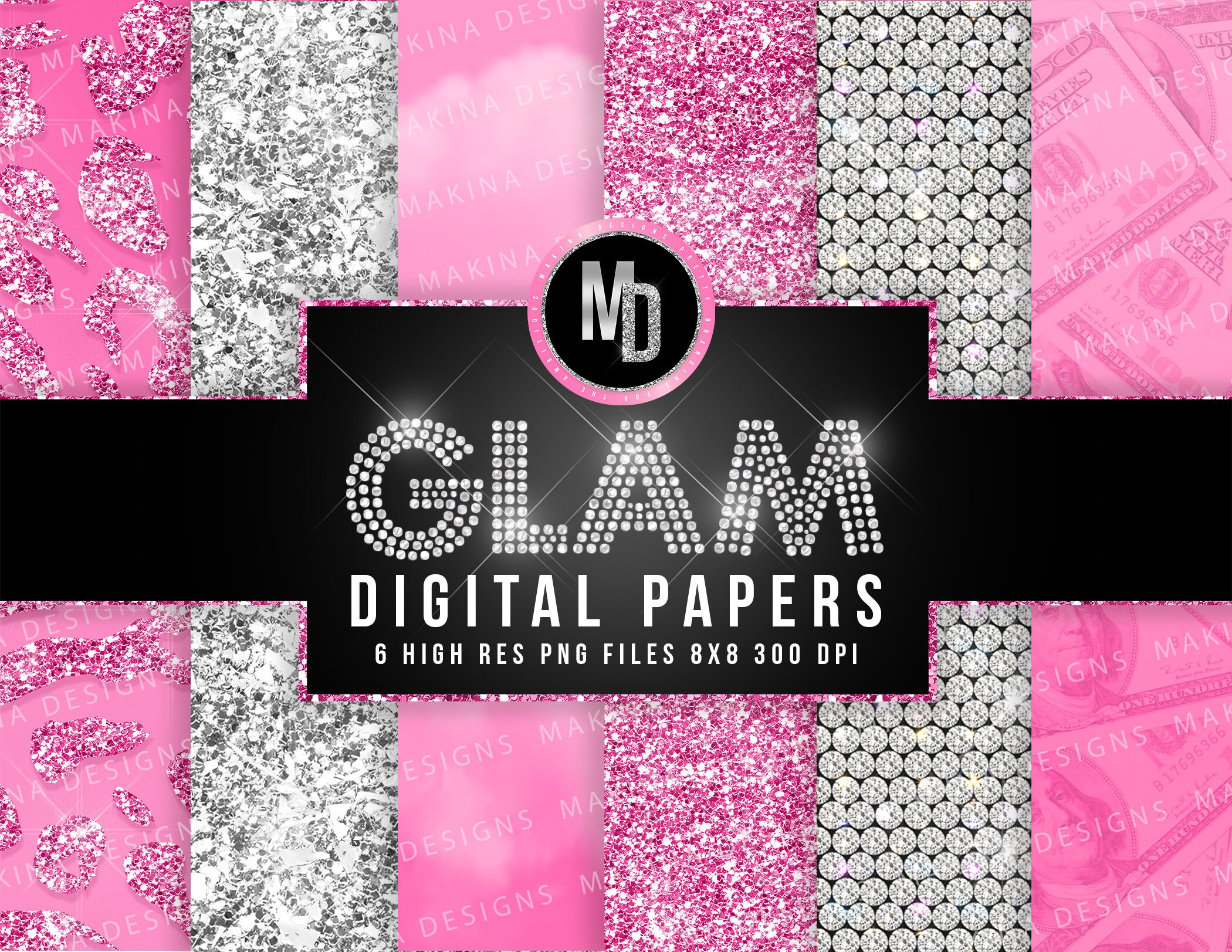GLAM DIGITAL PAPER Glam Textures Glitter Textures Diamond - Etsy