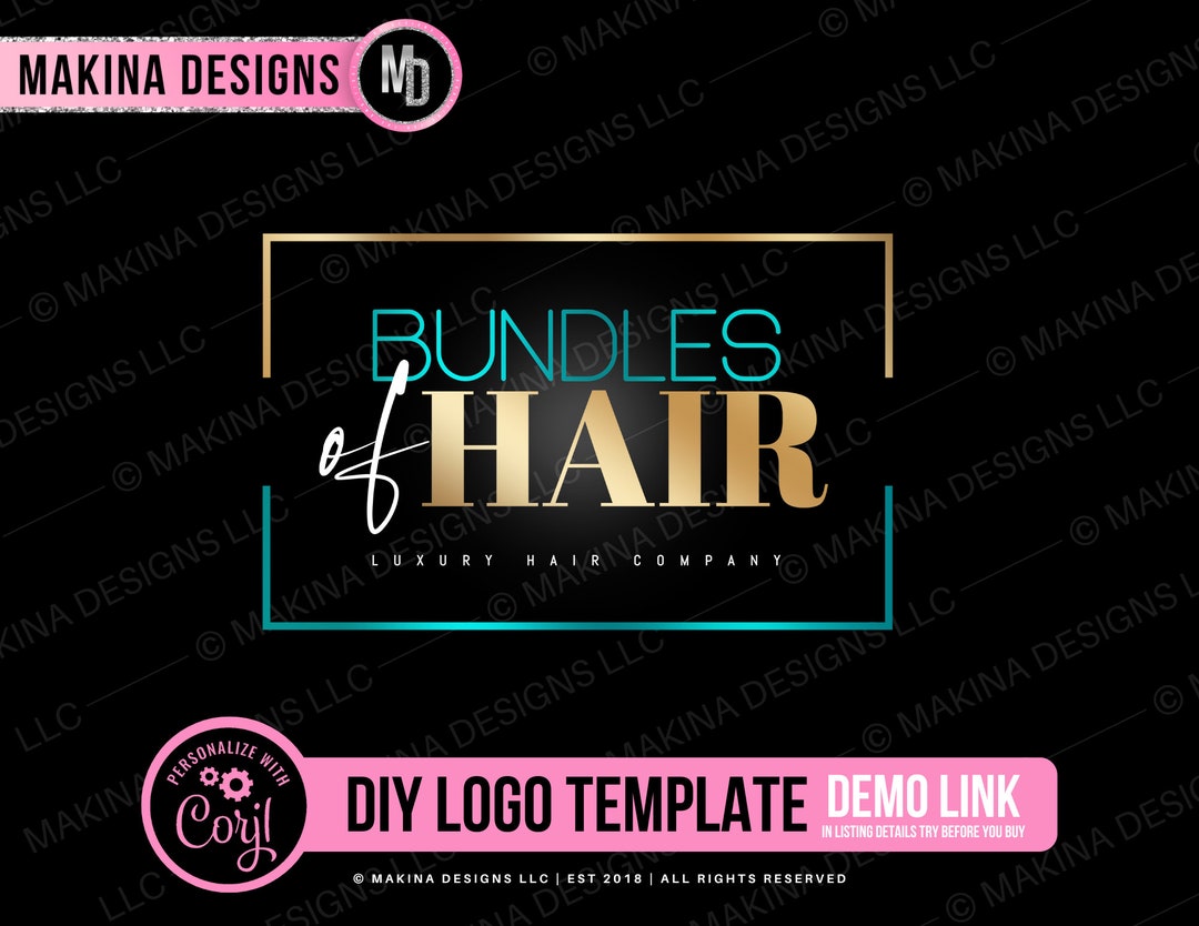 Hair Logo, Hair Logo Design, Wig Logo, Logo Template, Hair Extension ...