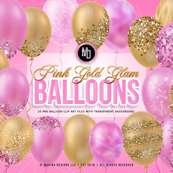 Pink and Gold Balloons Png - Etsy