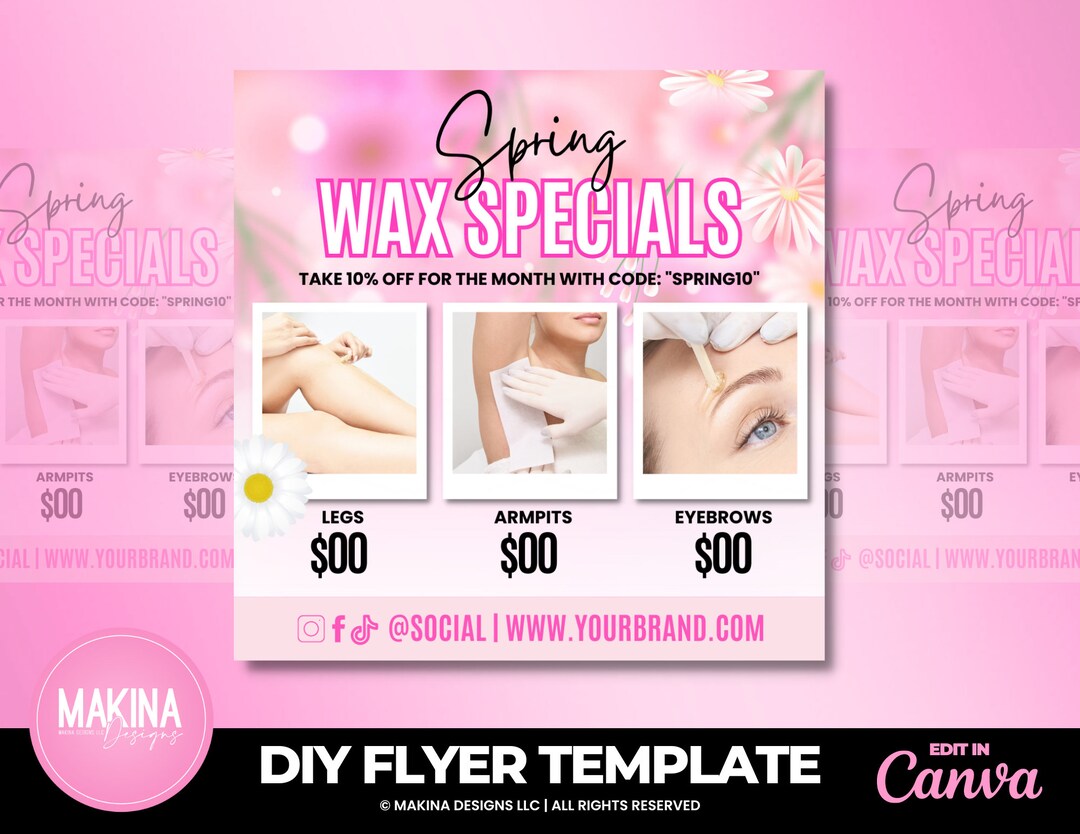 Waxing Flyer, Feminine Care Flyer, Canva Template, Waxing, Feminine ...