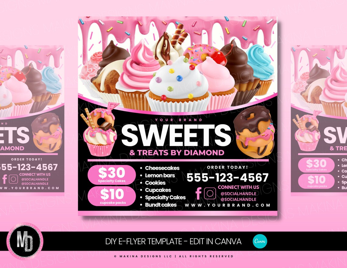 BAKING DESSERT E-FLYER Template Canva E-flyer Bakery - Etsy
