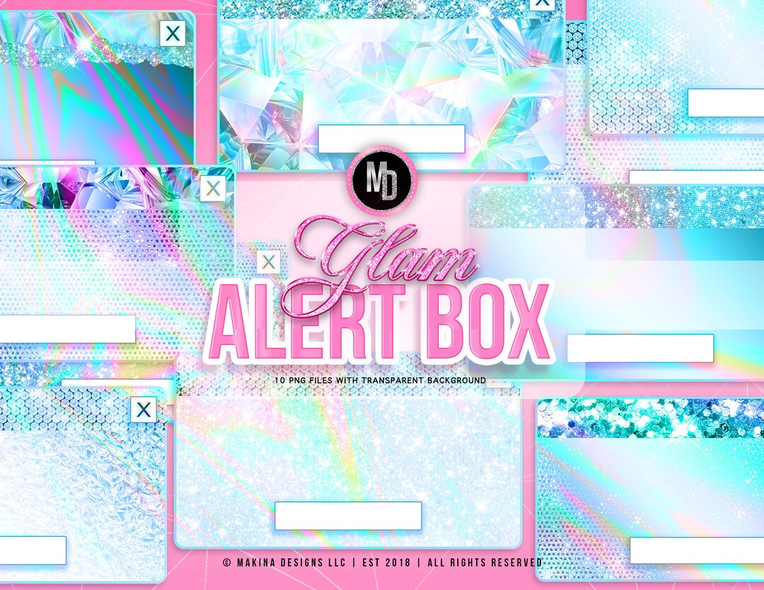 HOLOGRAPHIC ALERT BOX, Blank Glam Alert, Blank Post, Glitter Border ...