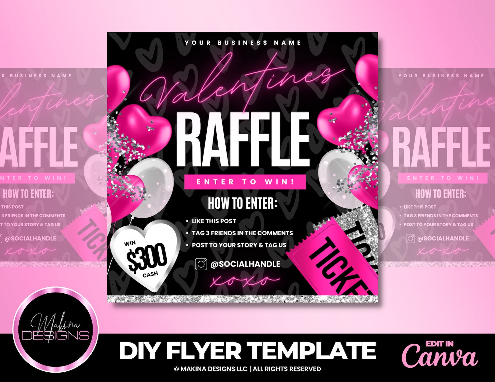 Valentines Day Raffle Giveaway Flyer Valentines Day Raffle - Etsy