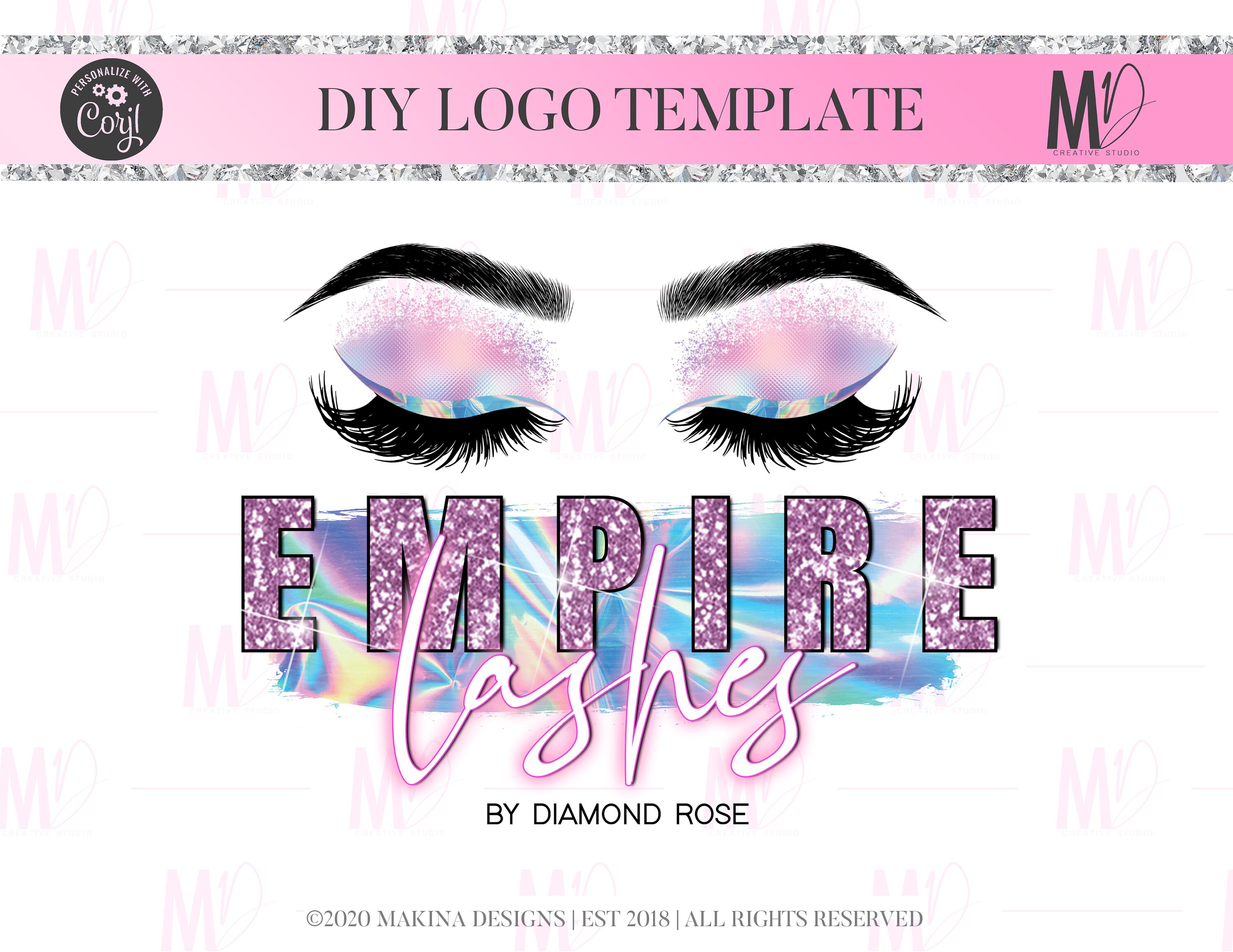 Graphic Design eyelash logo diamond logo feminine logo diy logo DIY ...