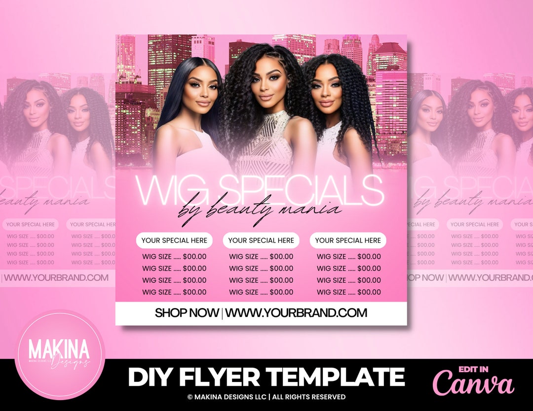 Wig Specials Template, Wig Install Flyer, Social Media Engagement ...