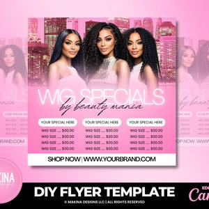 Wig Specials Template, Wig Install Flyer, Social Media Engagement ...