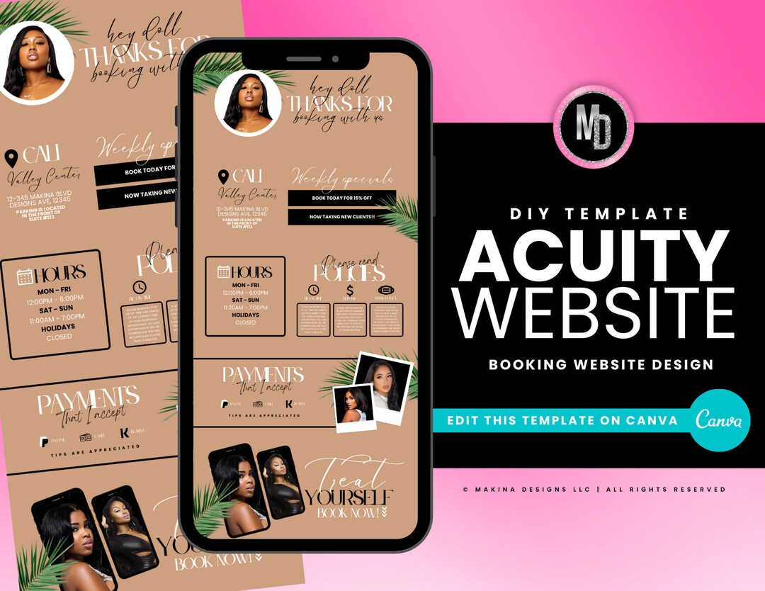 DIY ACUITY WEBSITE Template, Edit on Canva, Acuity Booking, Acuity ...