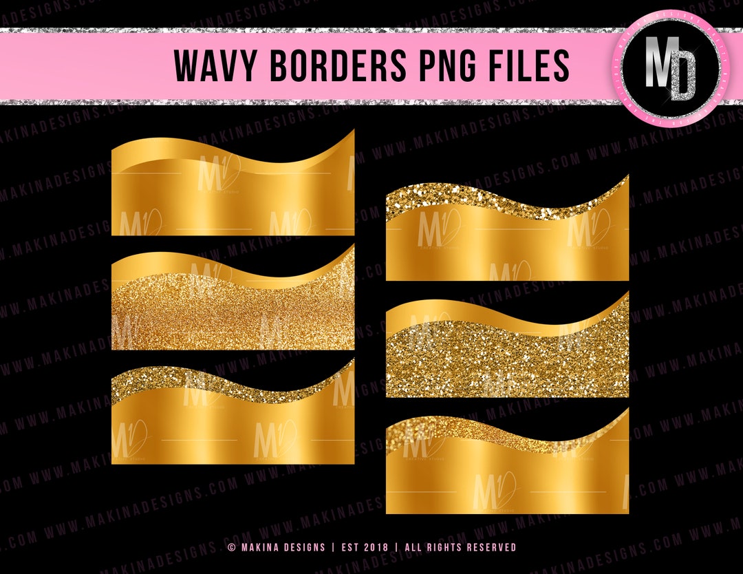 WAVY BORDERS, Glitter Clipart, Glitter, Gold Glitter, Gradient Gold ...