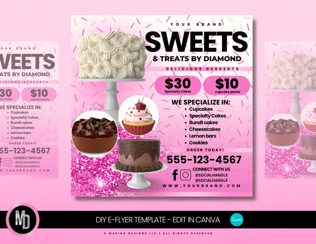 BAKING DESSERT E-FLYER Template, Canva E-flyer, Bakery E-flyer, Baking ...