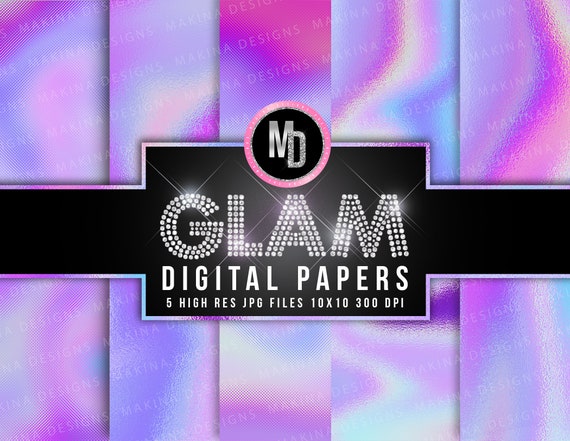 GLAM DIGITAL PAPER purple holographic paper glam textures | Etsy