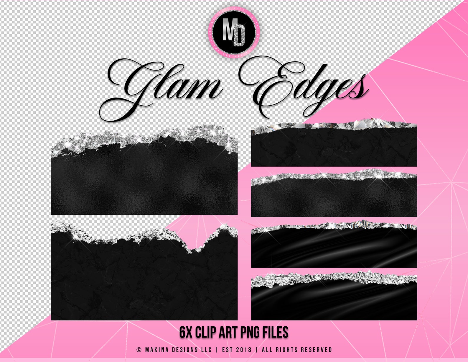 GLAM EDGES Ripped Edges Glam Digital Borders Glitter - Etsy