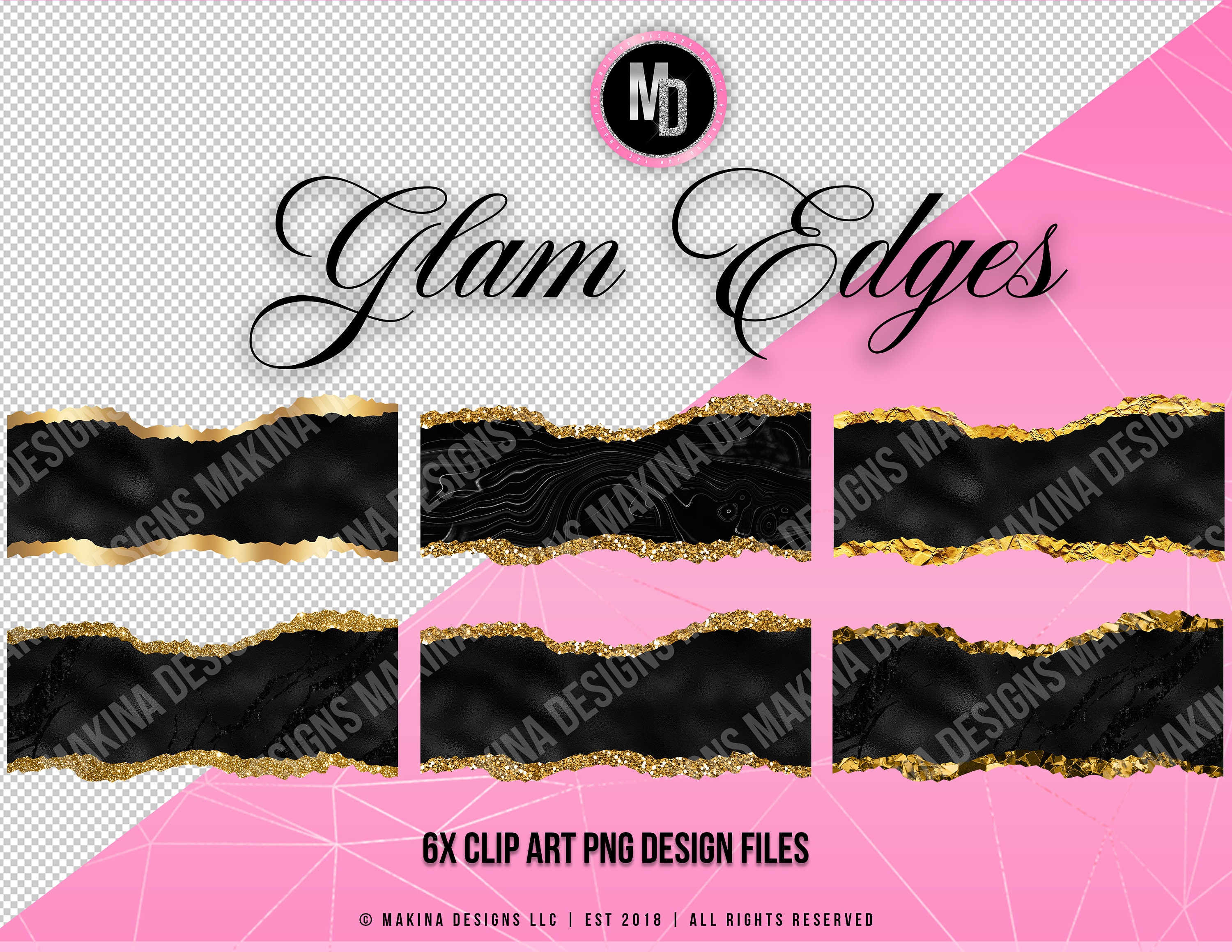 GLAM EDGES Ripped Edges Glam Digital Borders Glitter - Etsy