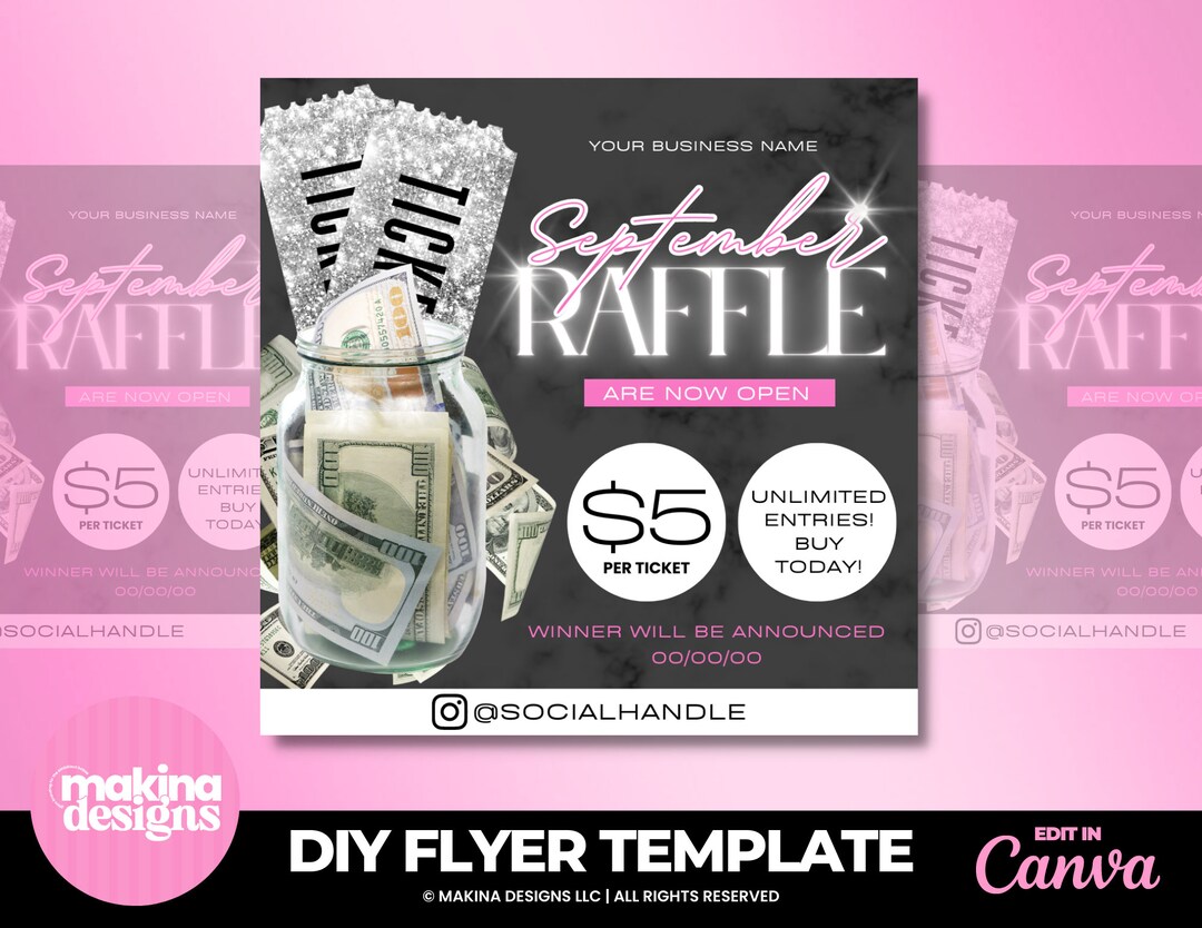 September Raffle Giveaway Flyer Template, Canva Template, Giveaway ...