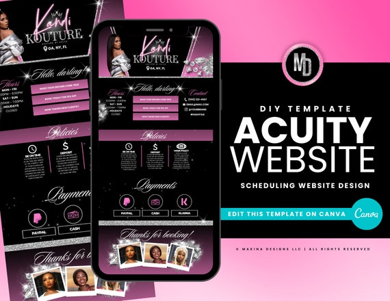 DIY ACUITY WEBSITE Template Edit on Canva Acuity Booking - Etsy