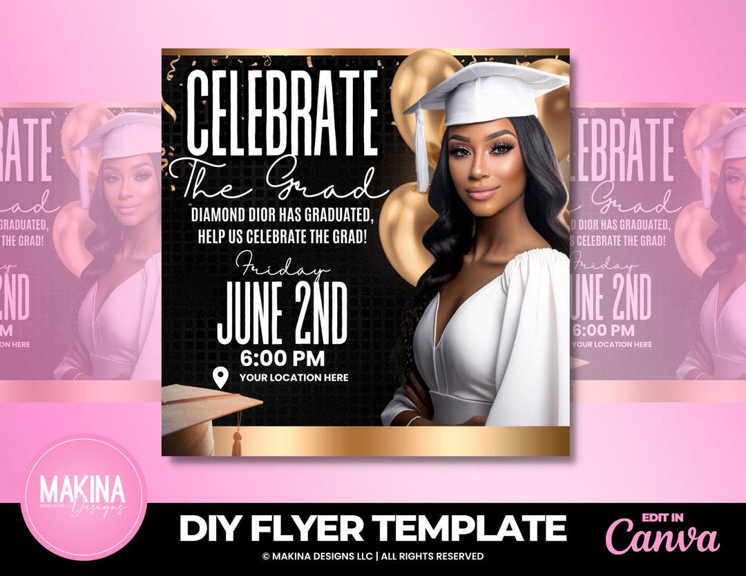 Graduation Celebration Party Flyer, Grad Party Flyer, Graduation Flyer ...