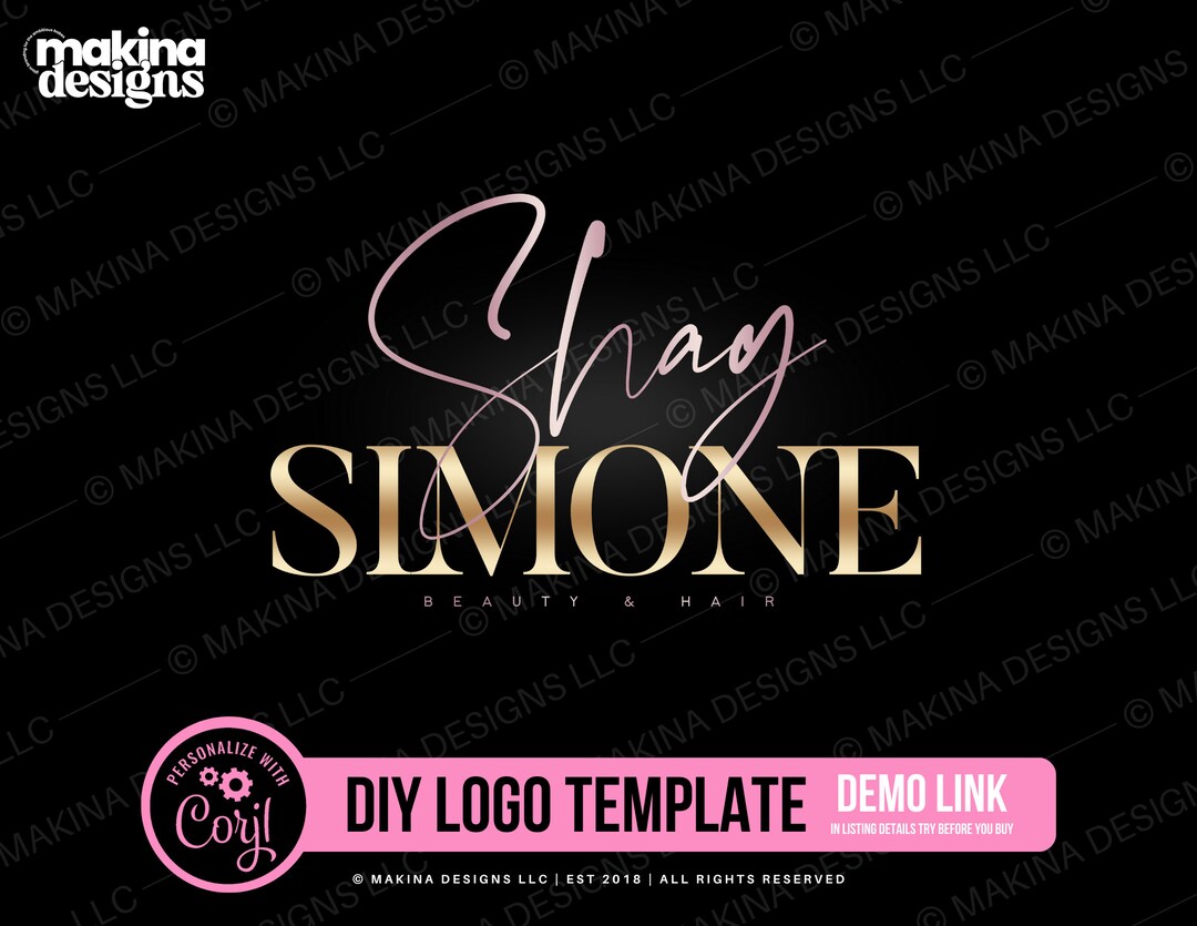 Beauty Logo, Hair Logo Design, Wig Logo, Logo Template, Hair Extension ...