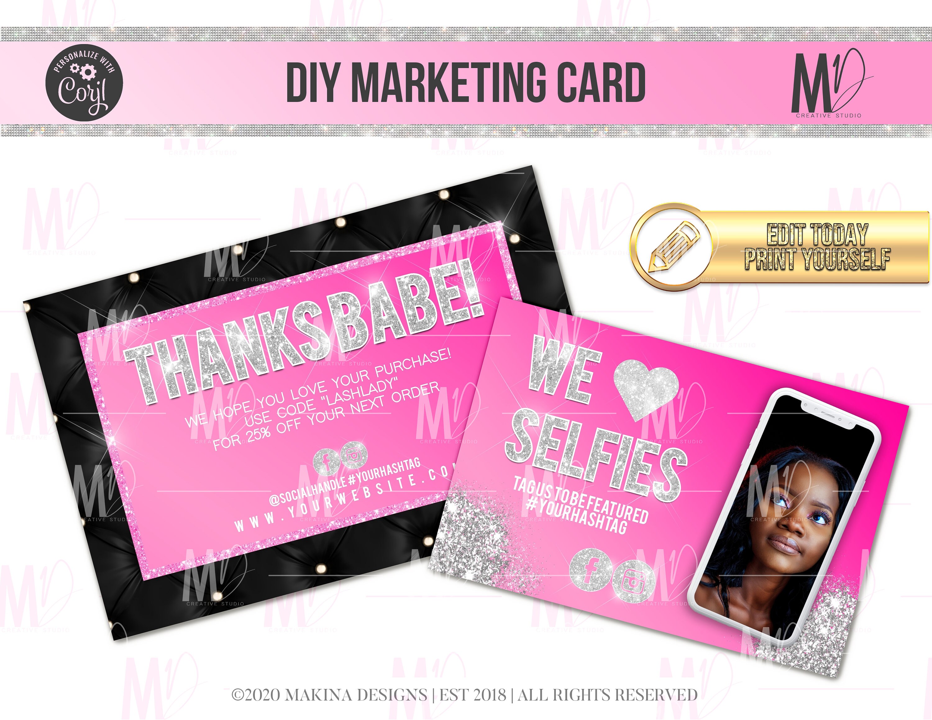 MARKETING CARD TEMPLATE social media card Custom Lash post | Etsy
