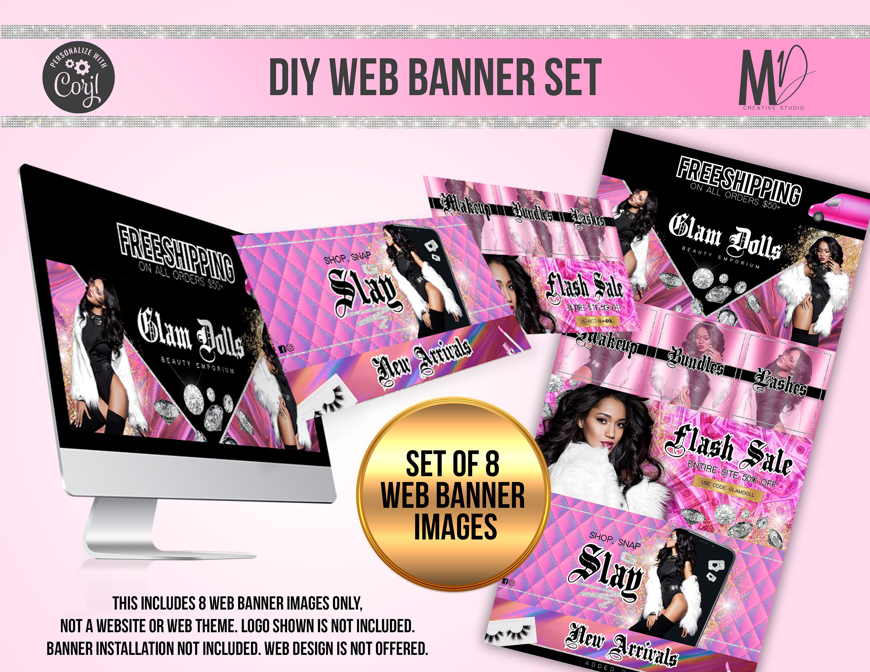 DIY WEB BANNER lashes instant download template website banner category ...