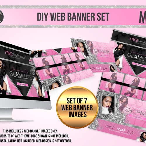 Paper web banners template website banner category banner set purple ...
