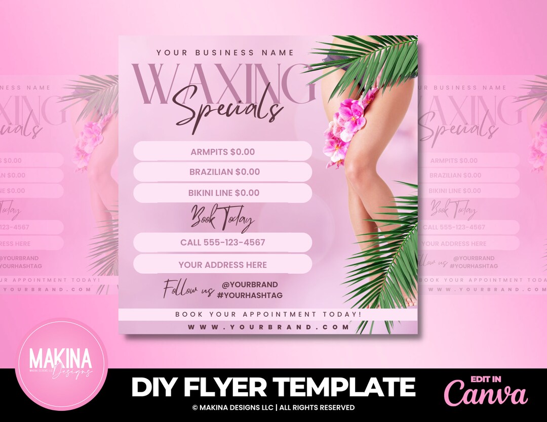 Waxing Flyer Feminine Care Flyer Canva Template Waxing - Etsy