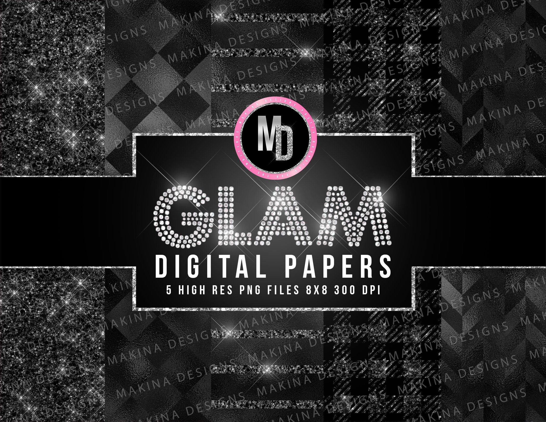 GLAM DIGITAL PAPER Glam Textures Glitter Textures Diamond - Etsy