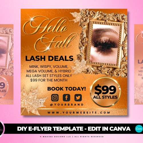 Lash Flyer Fall Sale Flyer Lash Sale Flyer Social Media - Etsy