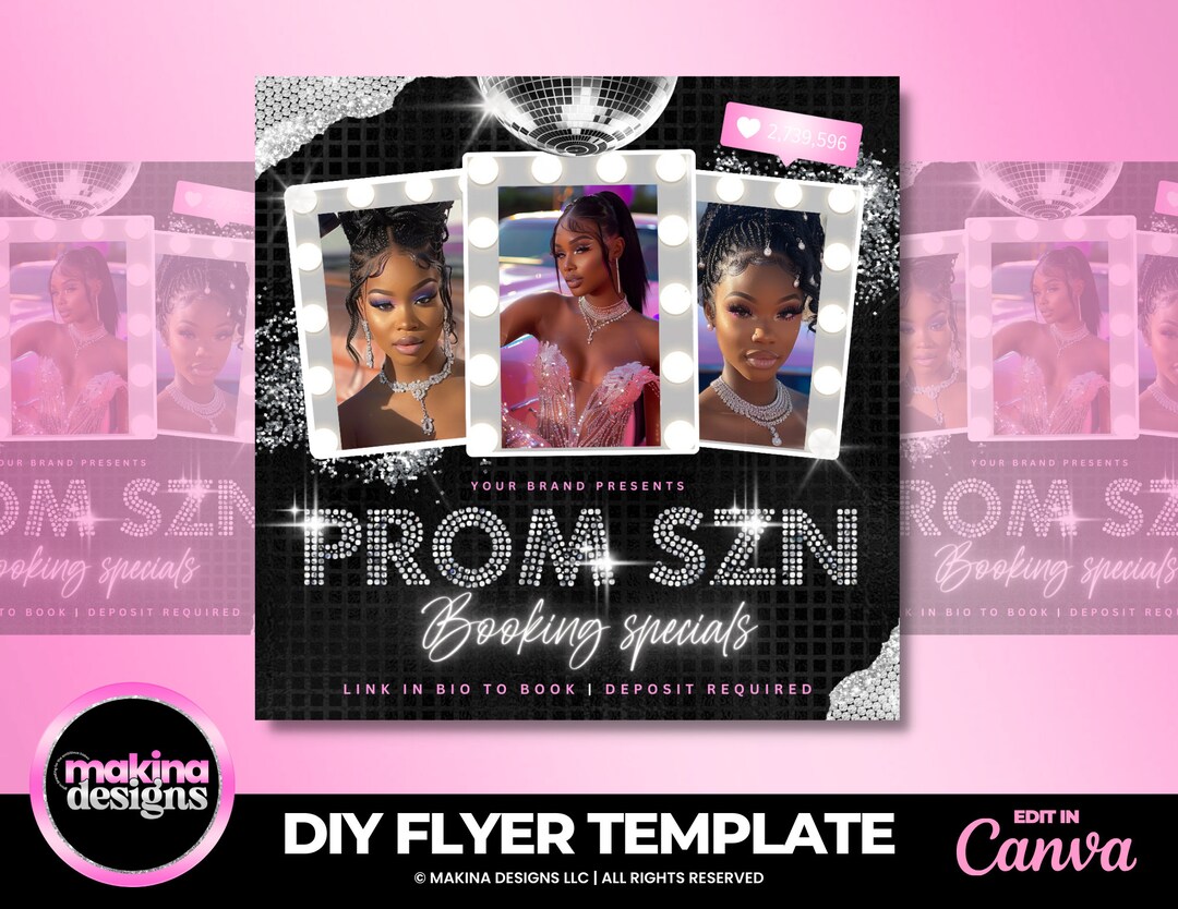 Editable Prom Booking Flyer, New Bookings, Full Set Nails, Lash ...
