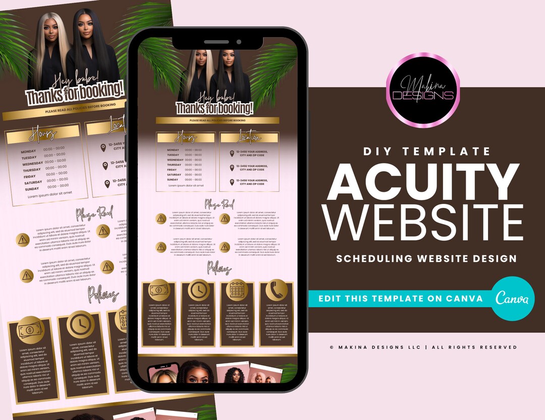 ACUITY WEBSITE Template, Diy Edit on Canva, Acuity Booking, Acuity Website Design, Acuity ...
