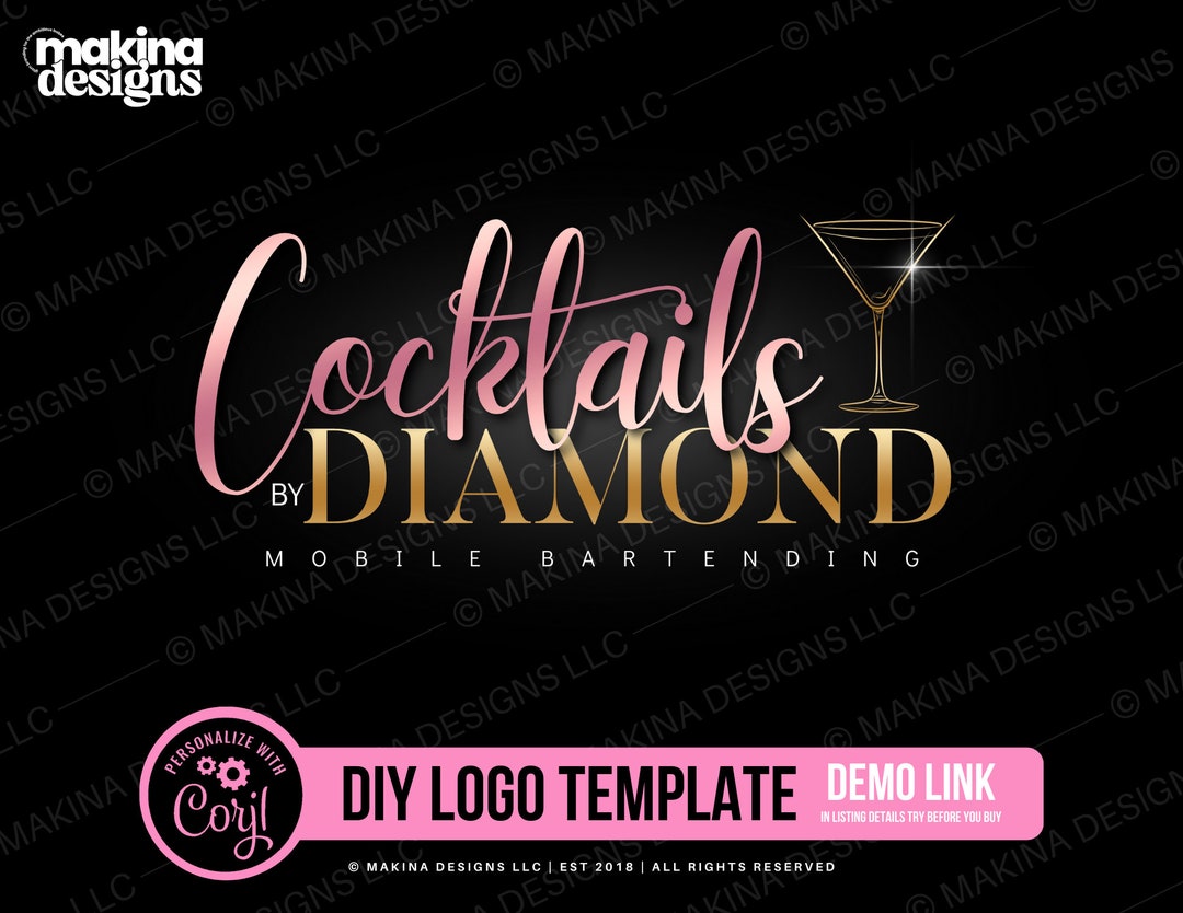 Bartender Logo, DIY Logo Template, Mobile Bartending Logo Design, Bartender Logo Template ...