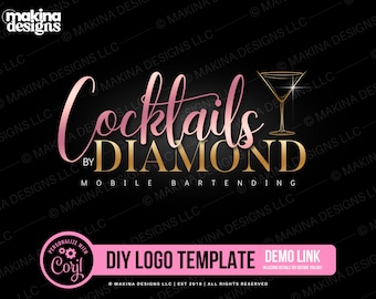 DIY Cocktail Logo Design, Bartender Logo, Mobile Bartending Logo ...