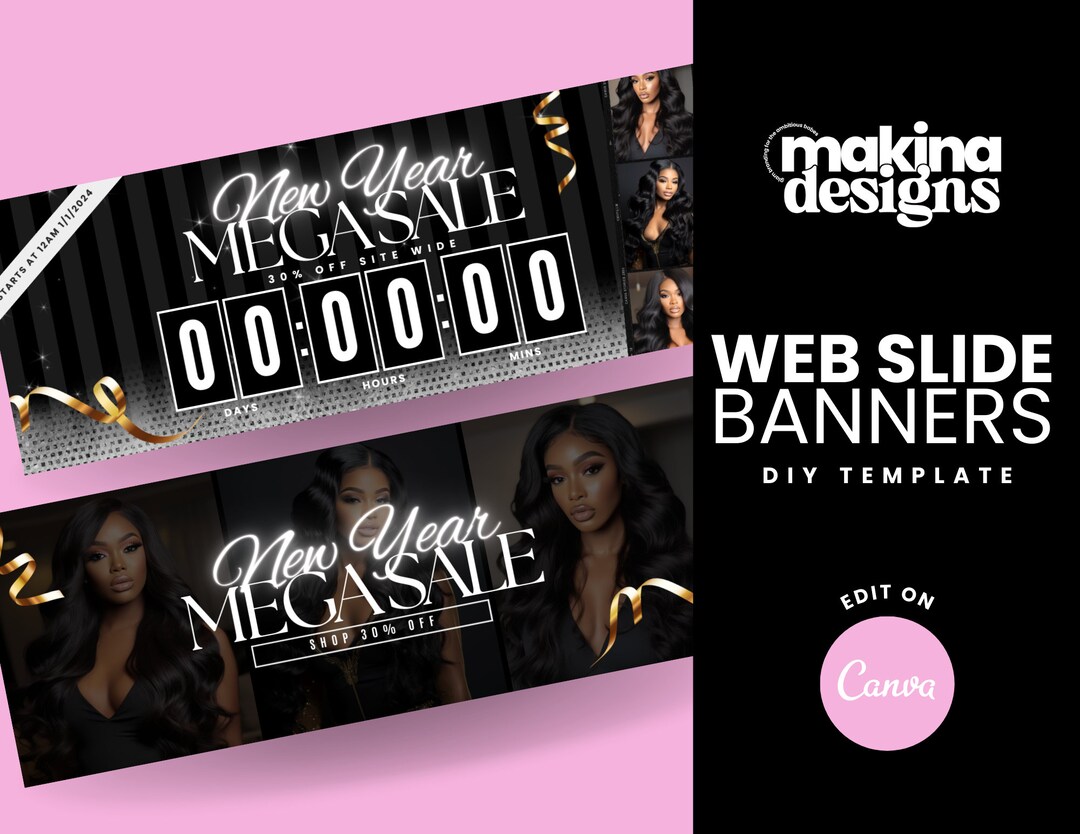 New Year Hair Business Web Slide Banners, Diy Web Slide Banners, Wig ...
