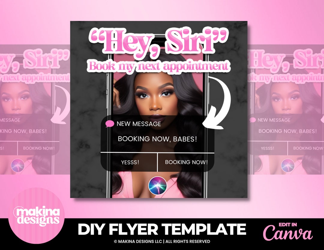 Hey Siri Bookings Flyer Template, Editable Booking Flyer Template, DIY ...