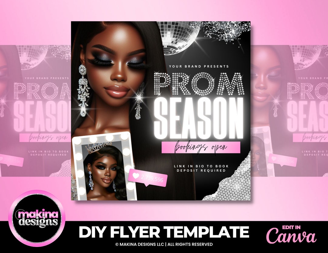 Editable Prom Bookings Flyer, Full Set Nails, Lash Extensions, Wigs ...