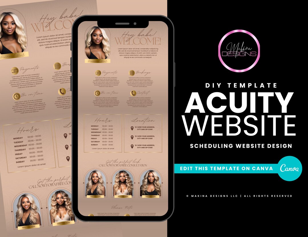 ACUITY WEBSITE Template, Diy Edit on Canva, Acuity Booking, Acuity ...