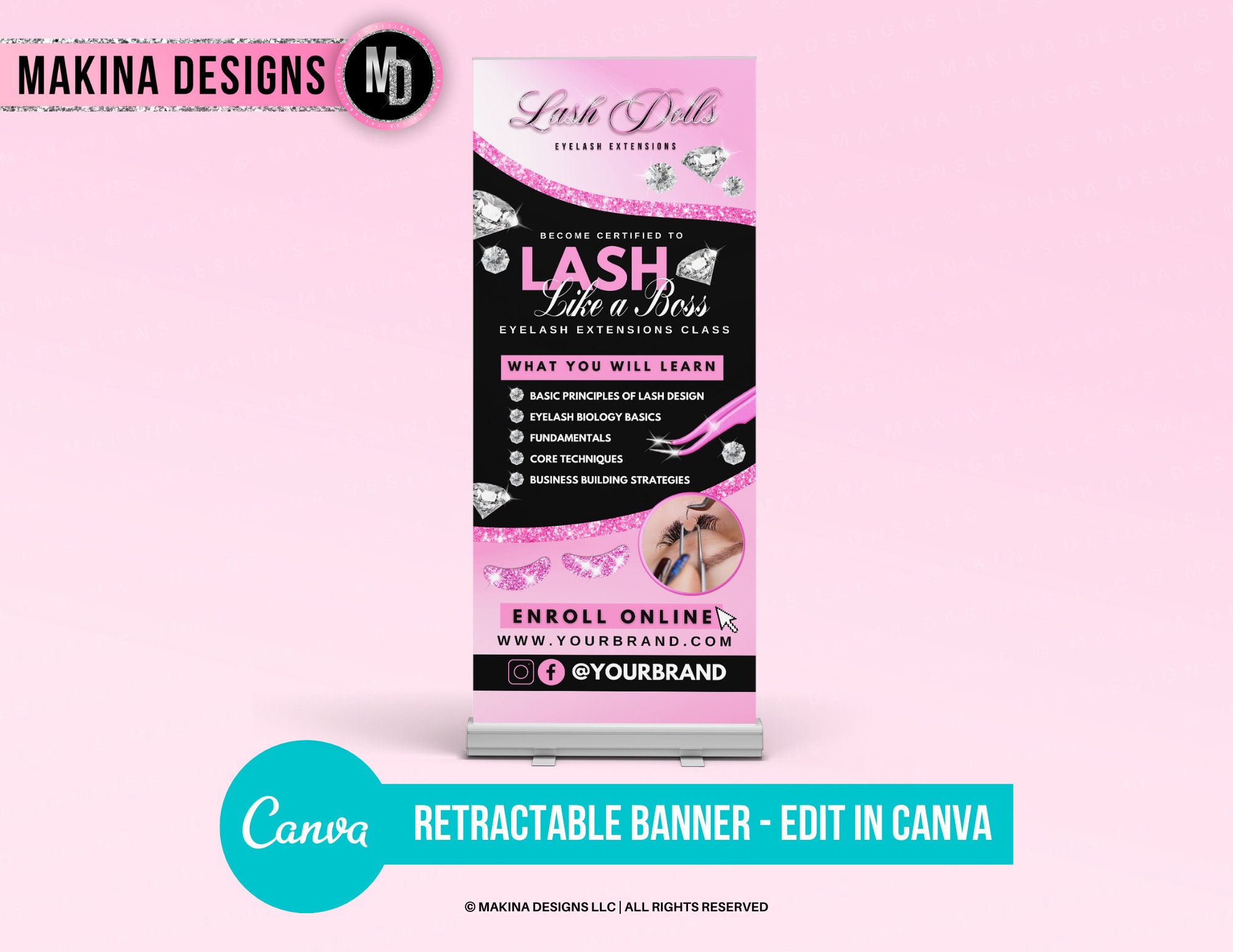 DIY RETRACTABLE BANNER Eyelash Extensions Class Canva - Etsy UK