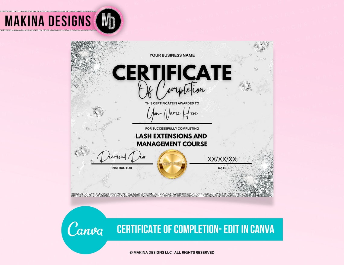 CERTIFICATE OF COMPLETION Diy Template Print Yourself - Etsy