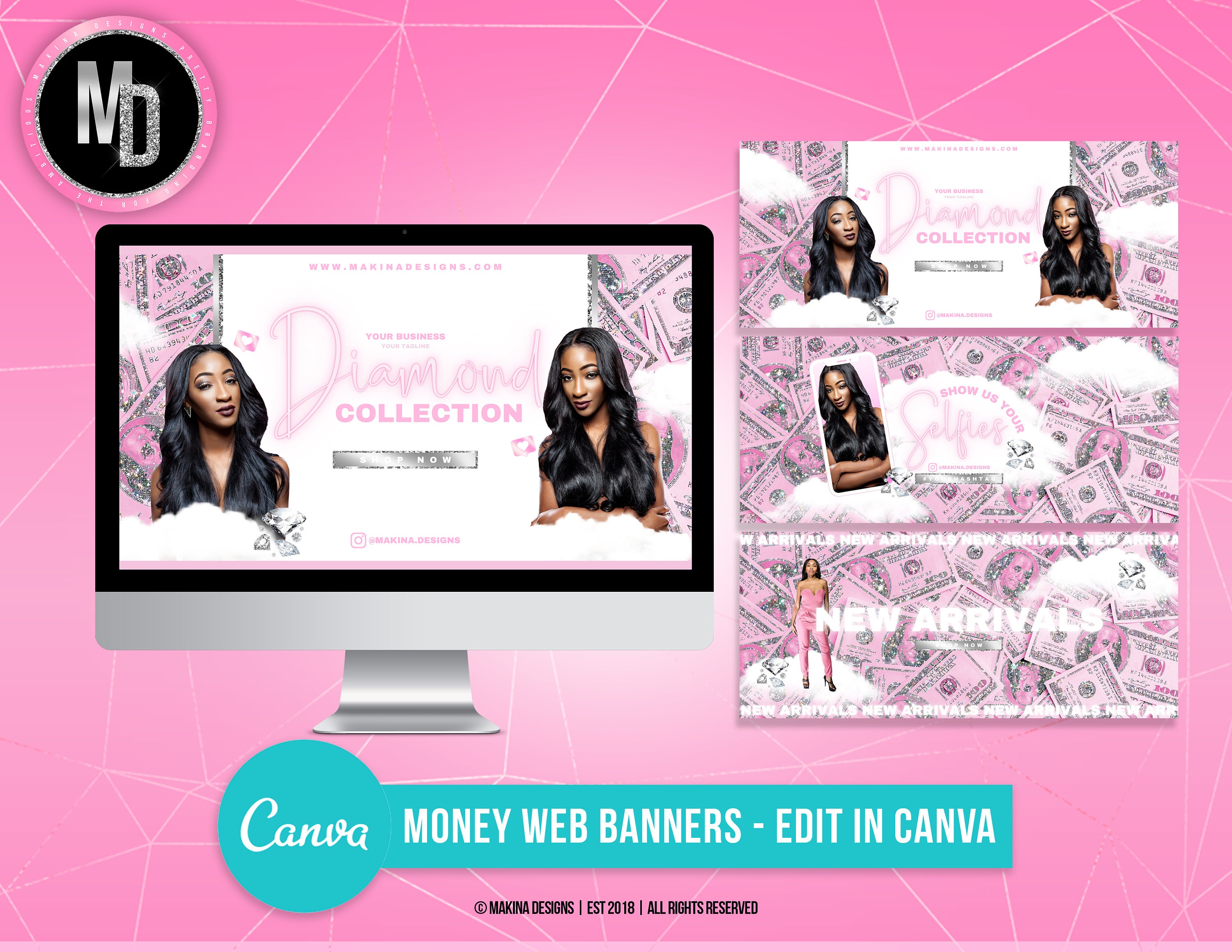 DIY WEB BANNER lashes instant download template website banner category ...