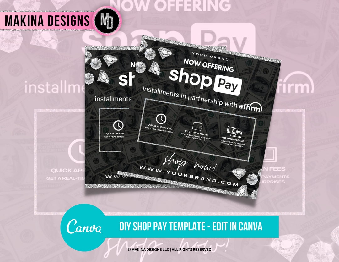 SHOP PAY TEMPLATE, Canva Templates, Shop Pay Payment Post, Social Media ...
