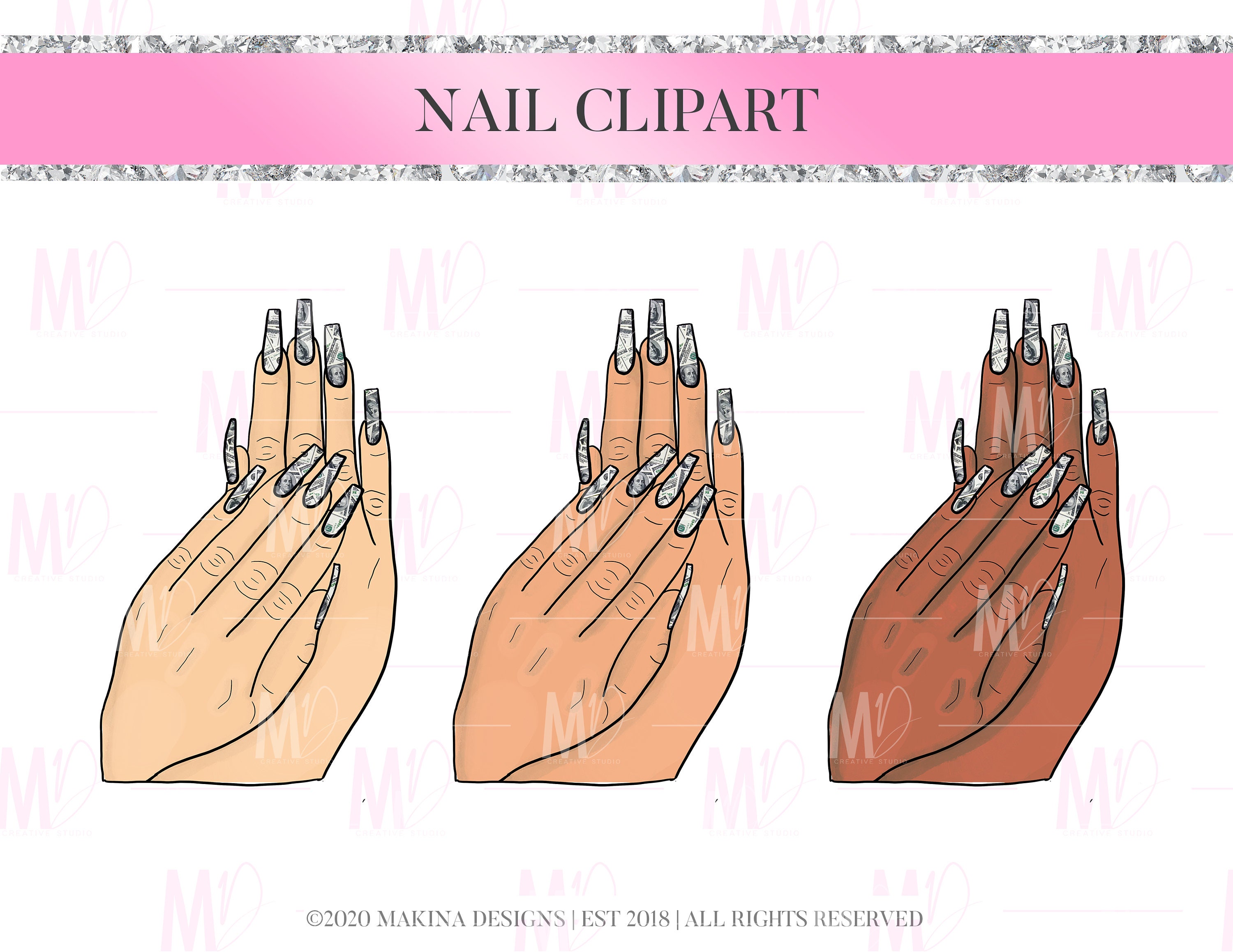 Manicure Hand Clipart Border