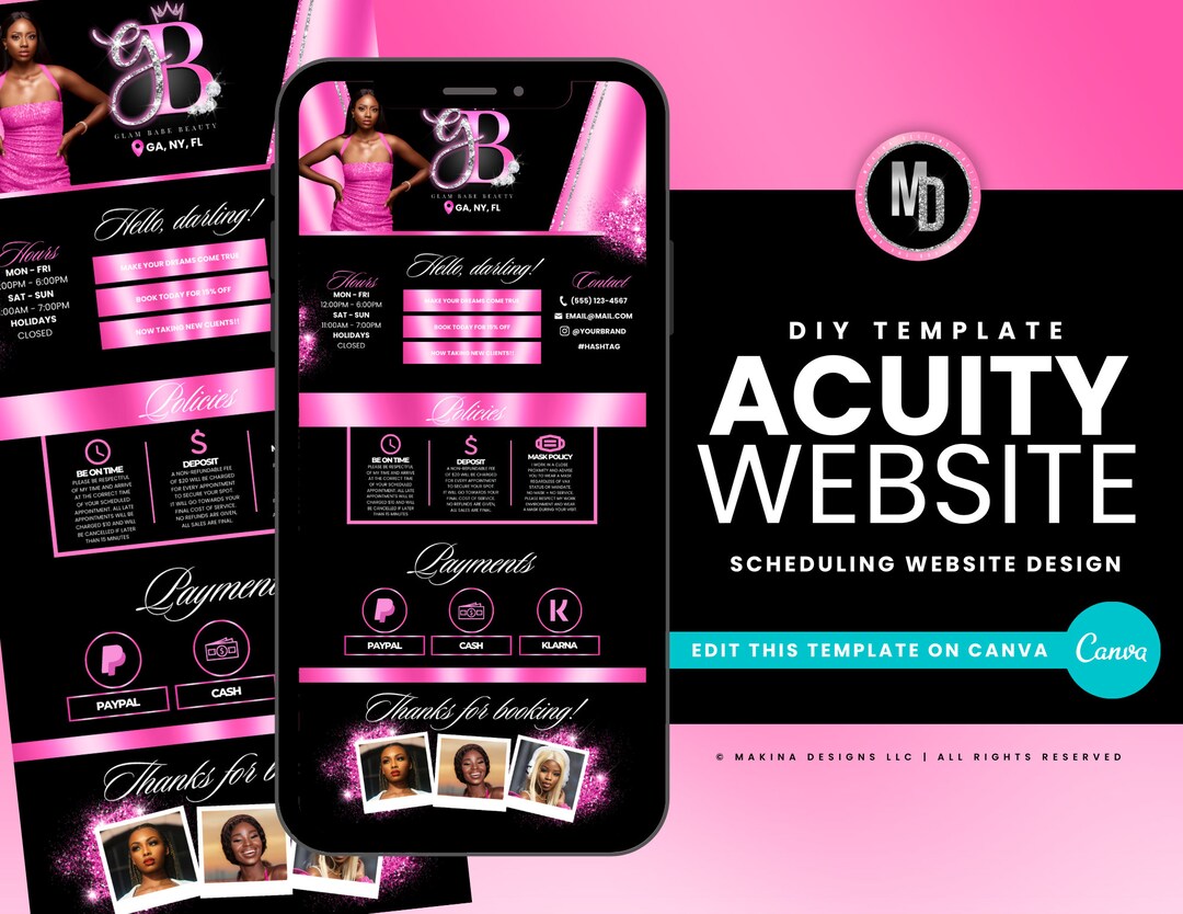 DIY ACUITY WEBSITE Template, Edit on Canva, Acuity Booking, Acuity ...