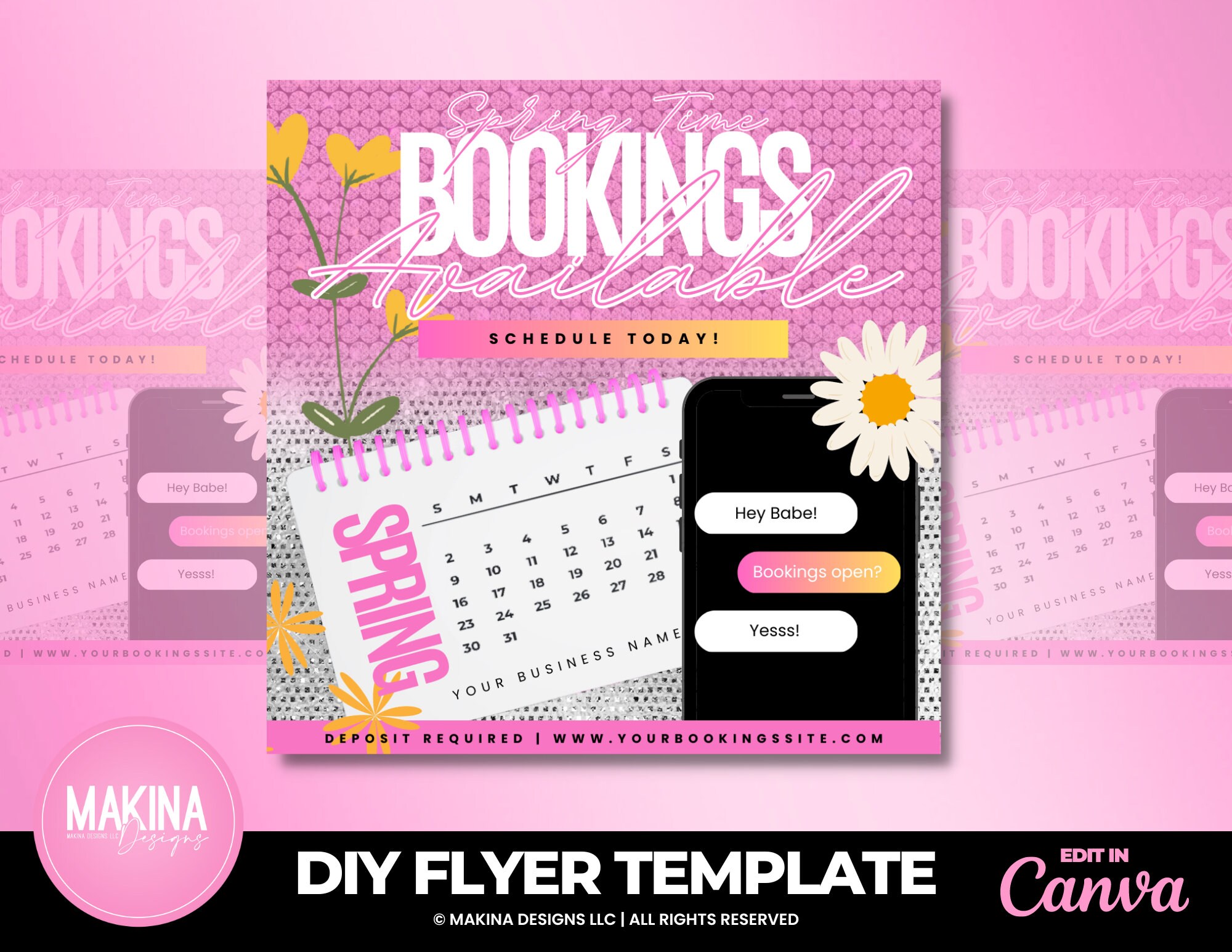 Spring Bookings Flyer Template Full Set Nails Lash - Etsy