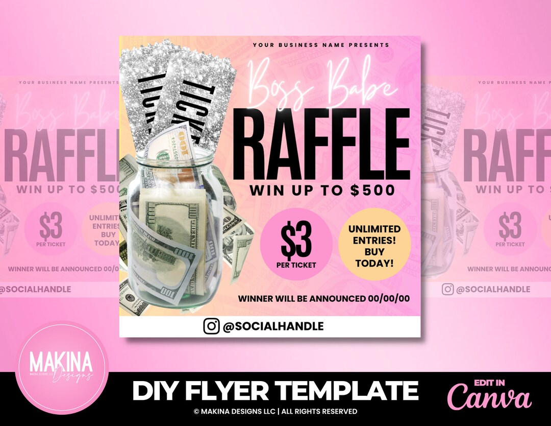 Raffle Giveaway Flyer Template, Canva Template, Giveaway Raffle Social ...
