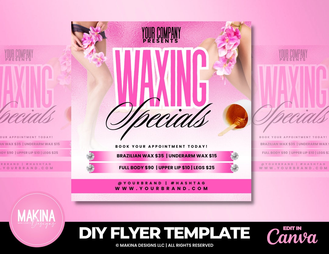 Waxing Flyer, Feminine Care Flyer, Canva Template, Waxing, Feminine ...