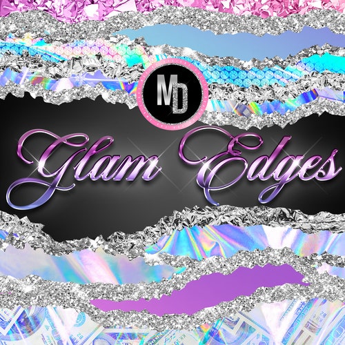 GLAM EDGES Ripped Edges Glam Digital Borders Glitter - Etsy