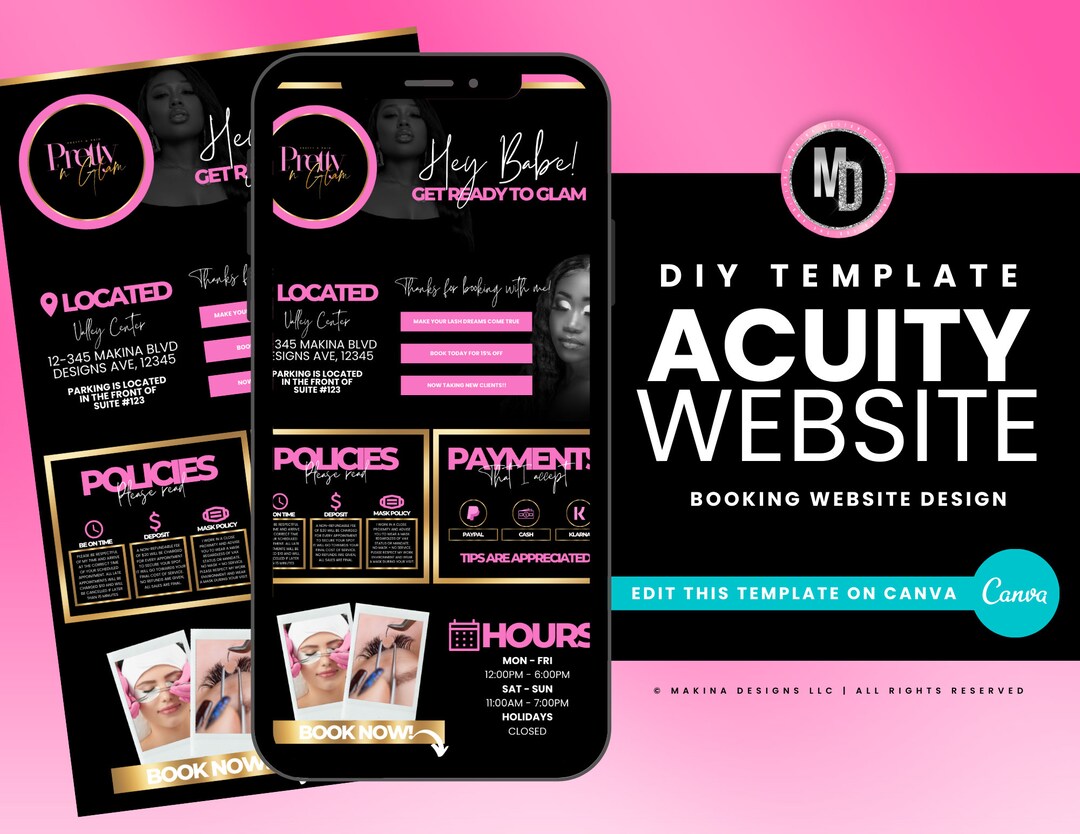 DIY ACUITY WEBSITE Template, Edit on Canva, Acuity Booking, Acuity ...