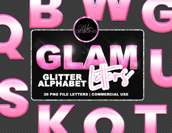 PINK GLAM LETTERS Pink Glam Glitter Alphabet Alphabet - Etsy