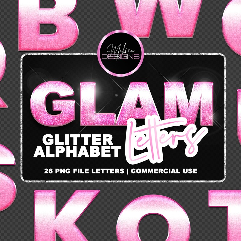 Pink Glitter Letters - Etsy
